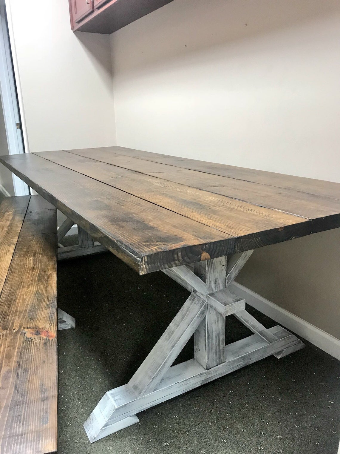 9ft Rustic Farmhouse Table With Long Bench Banquet Table - Etsy