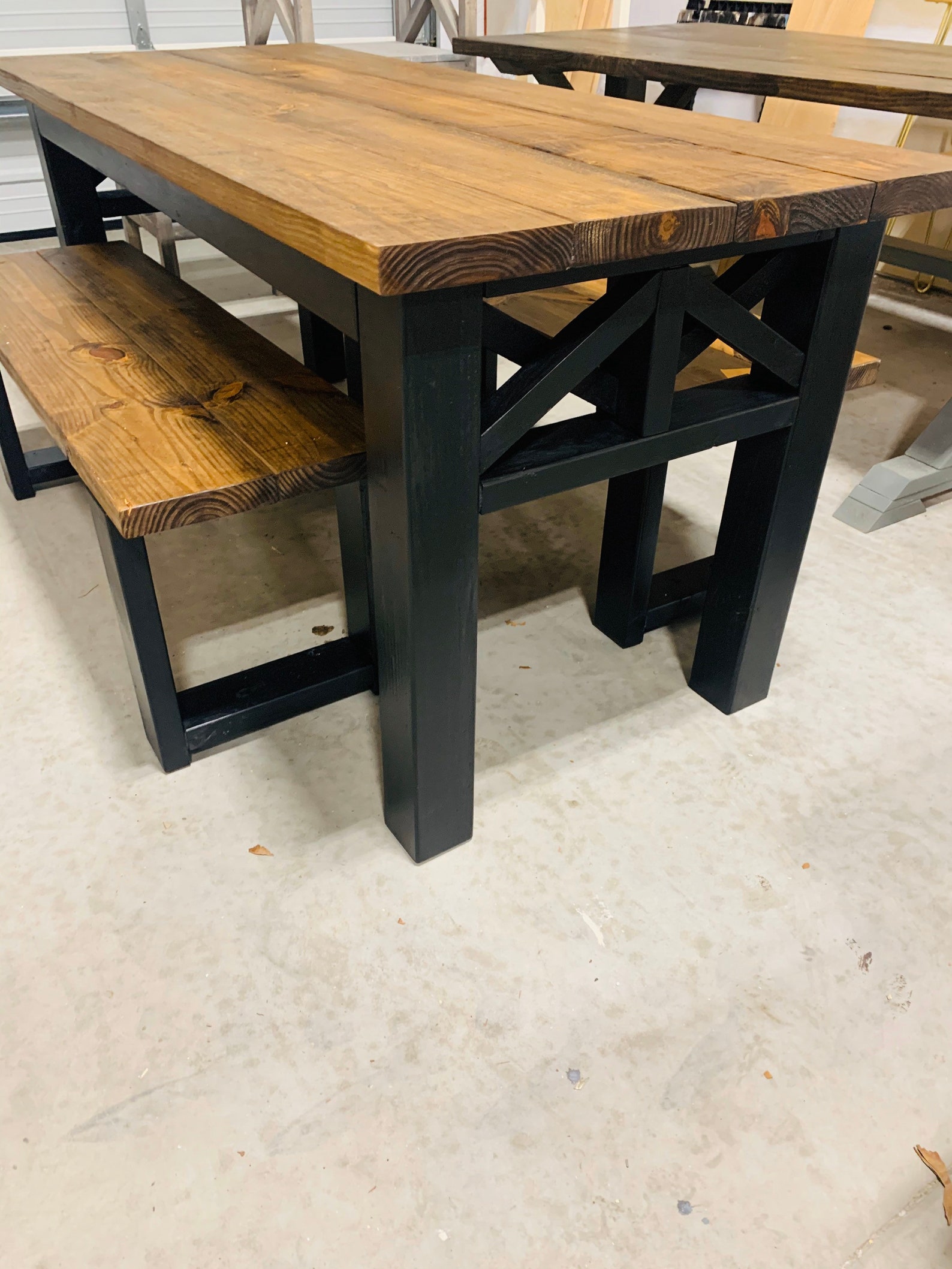 Rustic Wooden Farmhouse Table Set With Provincial Brown Top - Etsy