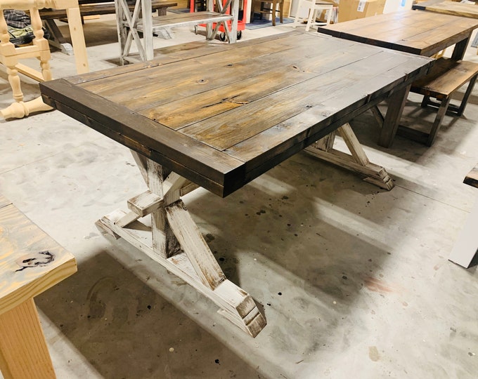 Pedestal Farmhouse Table - Curbside Treasures LLC