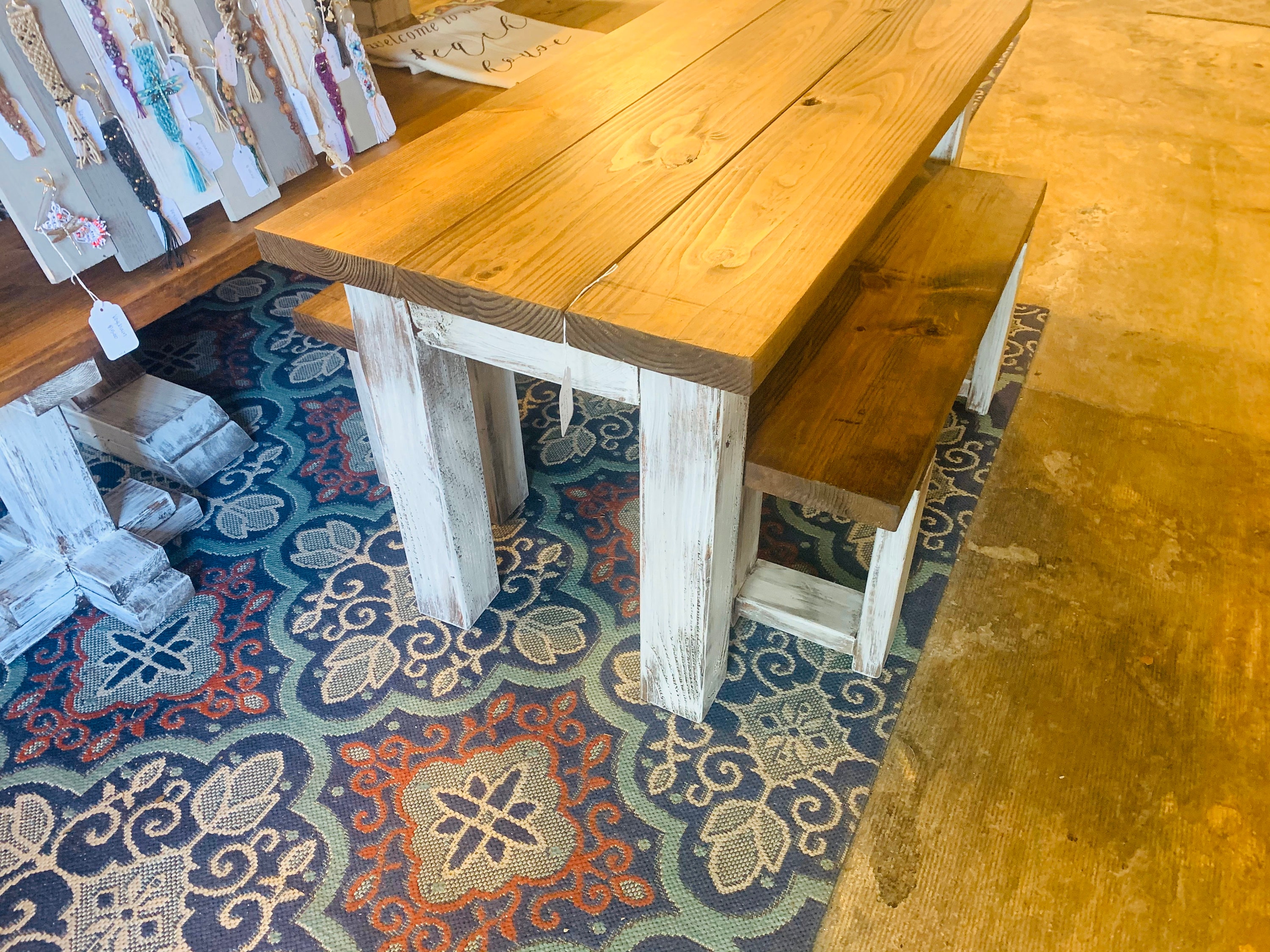 Kids Rustic Farmhouse Table Set with Benches, Children's Table, Dining ...