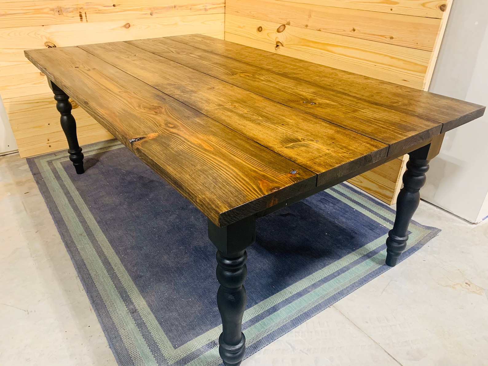 7ft Wide Rustic Farmhouse Table With Turned Legs Dark Walnut | Etsy