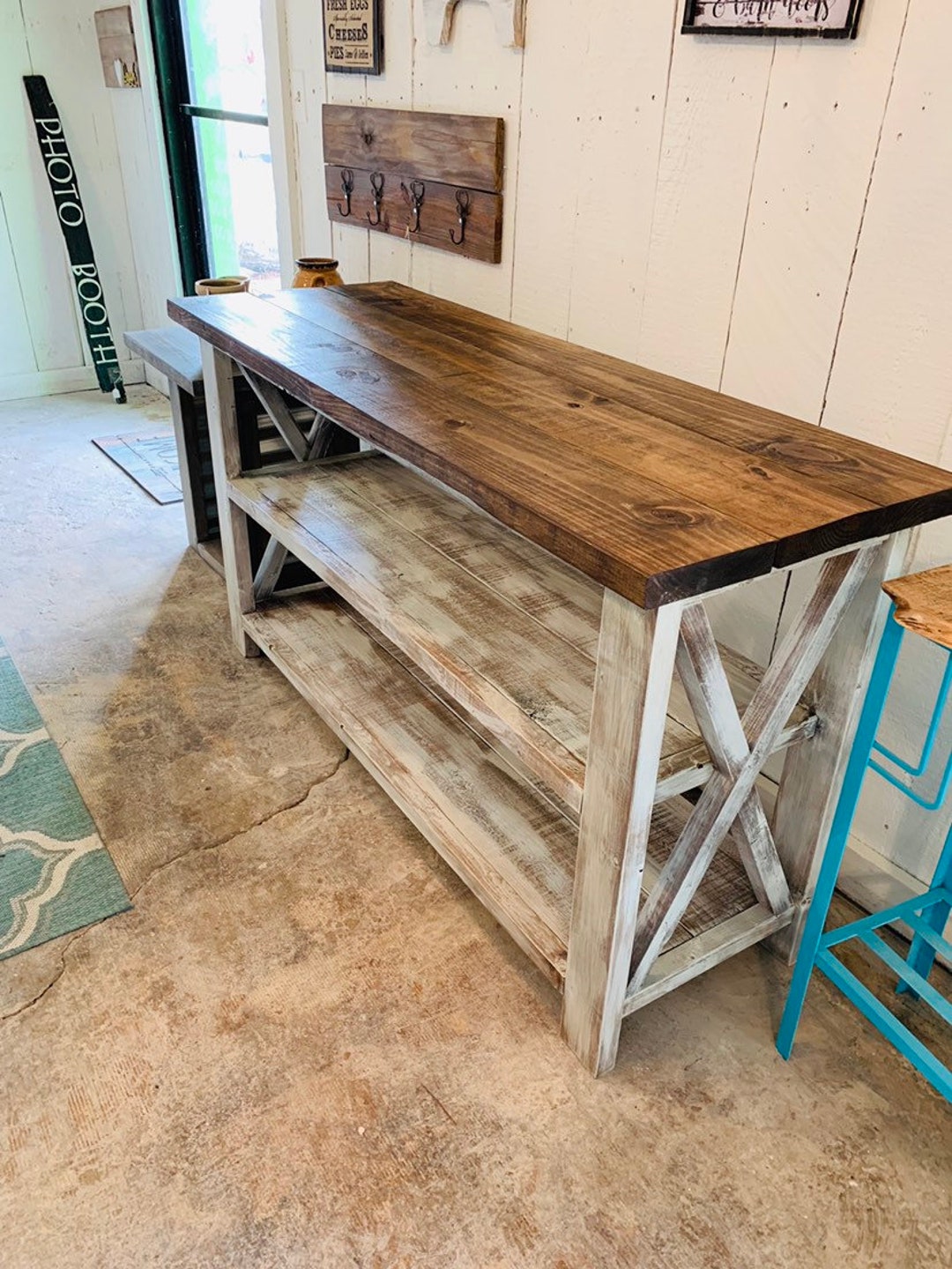 Rustic Wooden Buffet Table: Distressed Farmhouse Console Table - Etsy
