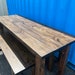 7ft Counter Height Farmhouse Table With Benches: Rustic Dark Walnut ...