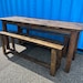 7ft Counter Height Farmhouse Table With Benches Rustic Dark - Etsy