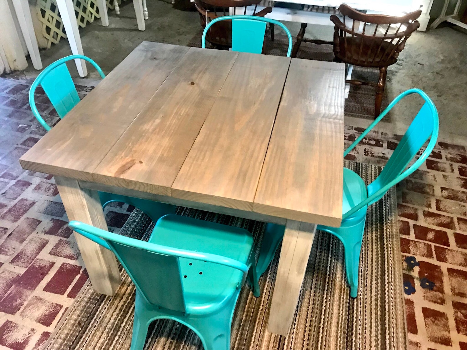 Square Farmhouse Table Rustic Farmhouse Table Dining Set | Etsy