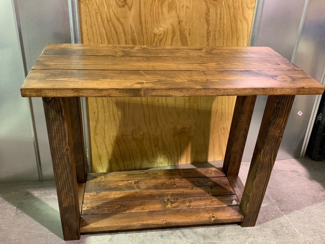 Rustic Farmhouse Entryway Table, With Honey Brown Stain Finish and ...