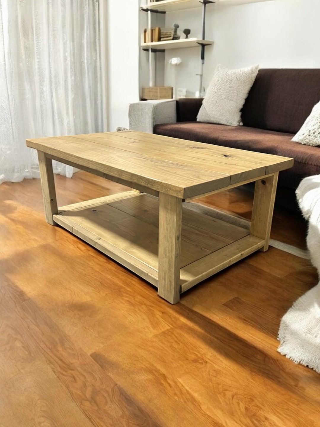 Rectangle Coffee Table - Large Wooden Coffee Table - Sandstone - Living ...