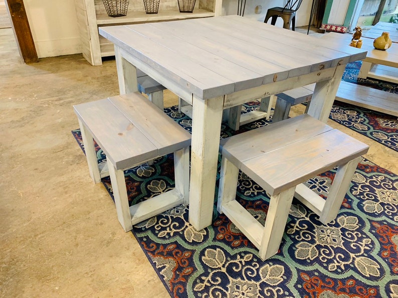 Square Farmhouse Table Rustic Farmhouse Table Dining Set - Etsy