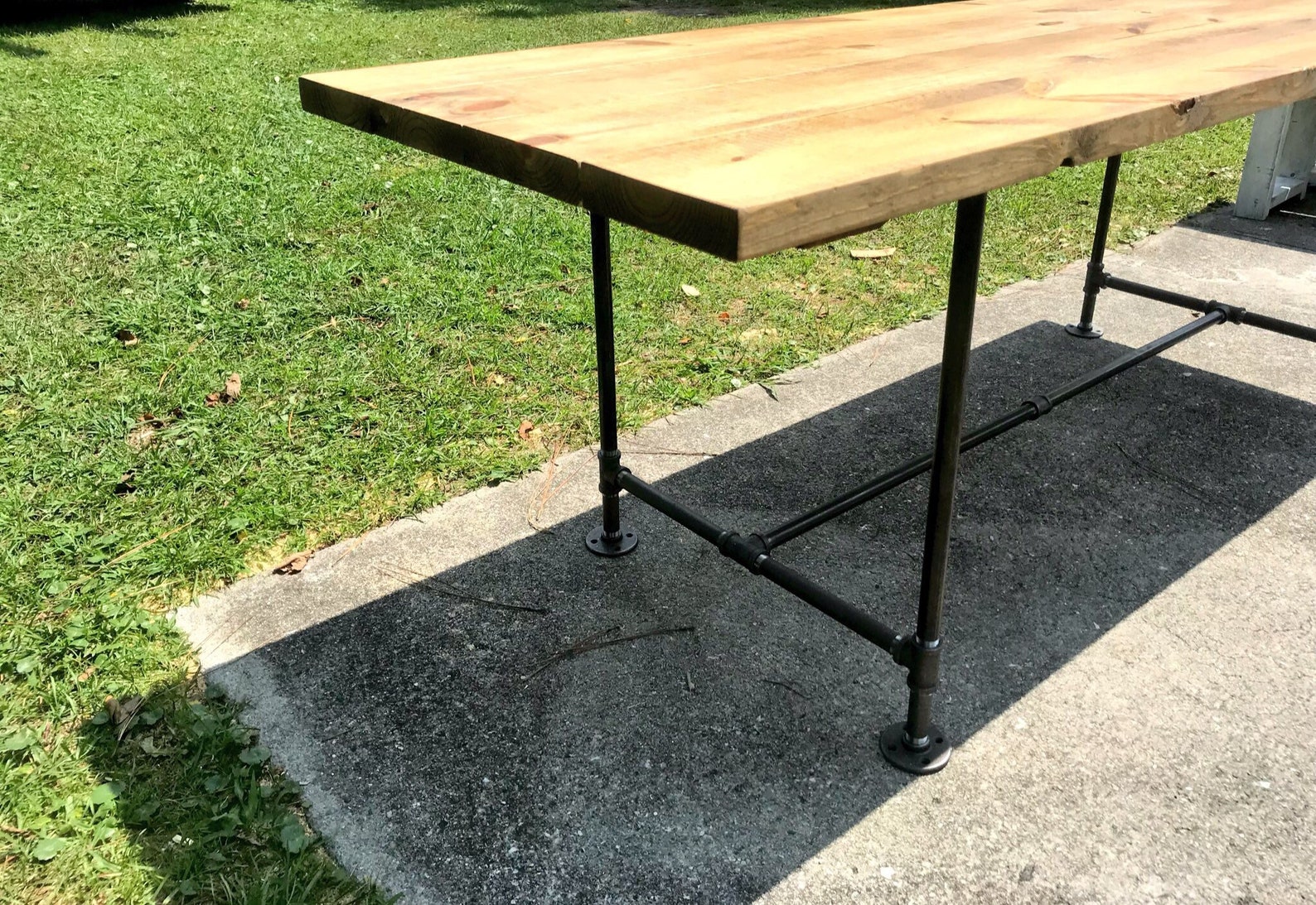 Industrial Style Farmhouse Table With Black Iron Pipe Base and | Etsy