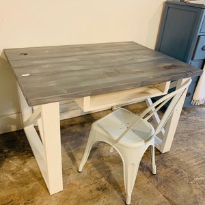 Rustic Farmhouse Desk With Storage Antique White Base and | Etsy