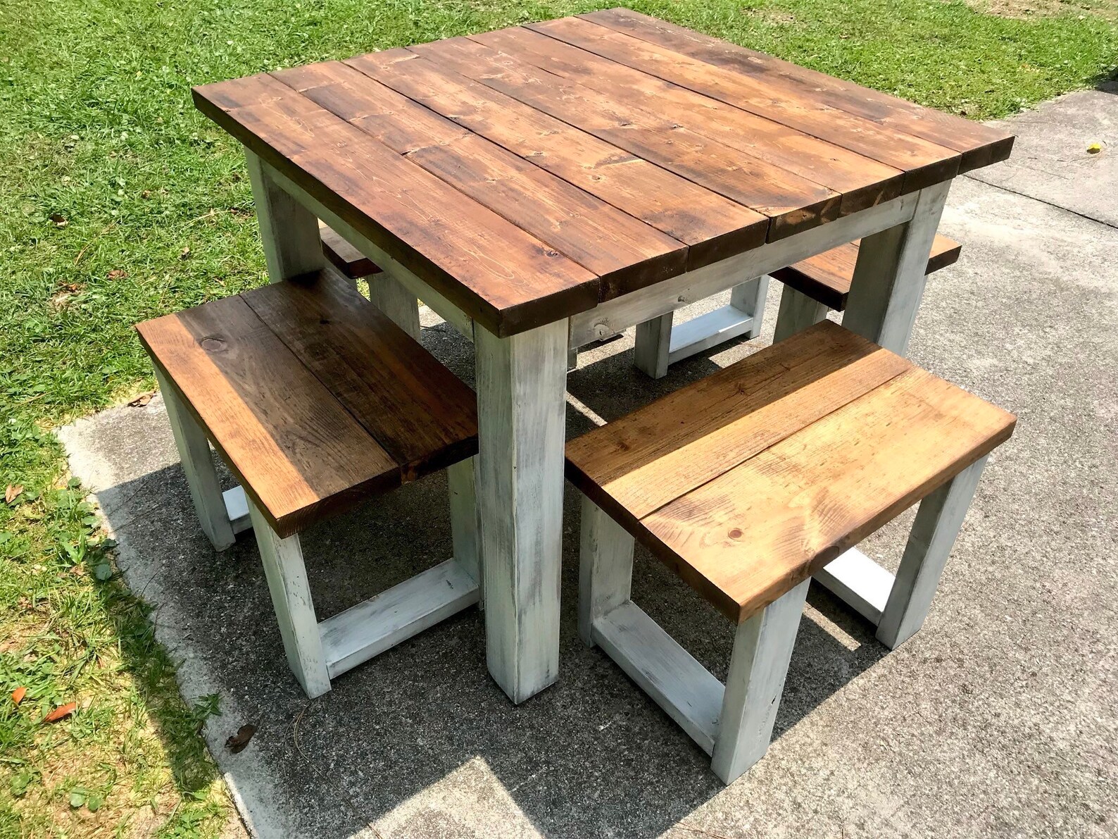 Square Small Farmhouse Table Rustic Table Small Dining Set - Etsy