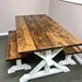 Rustic Pedestal Farmhouse Table With Benches Provincial Brown - Etsy
