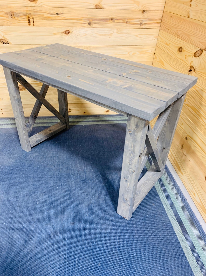 Rustic Farmhouse Desk With Gray Stained Finish and X Accents | Etsy