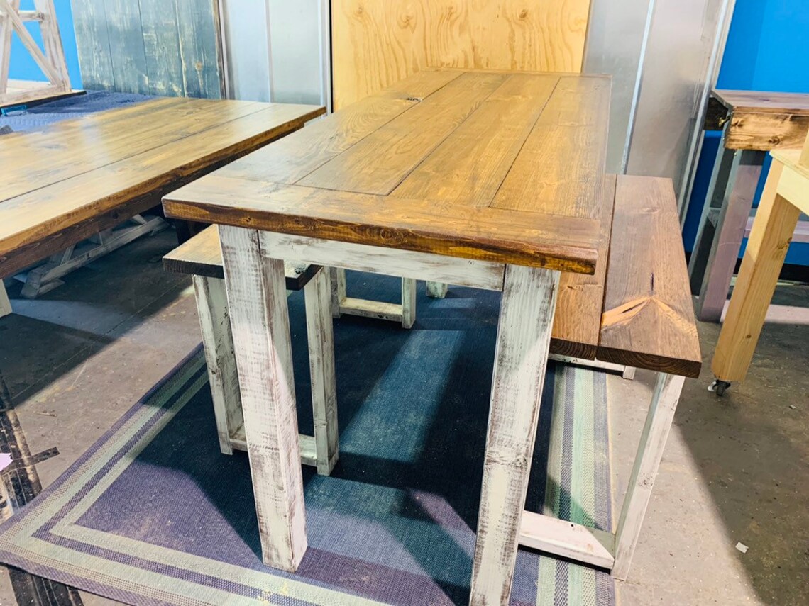 Counter Height Table Set Breadboard Provincial Brown Top and - Etsy