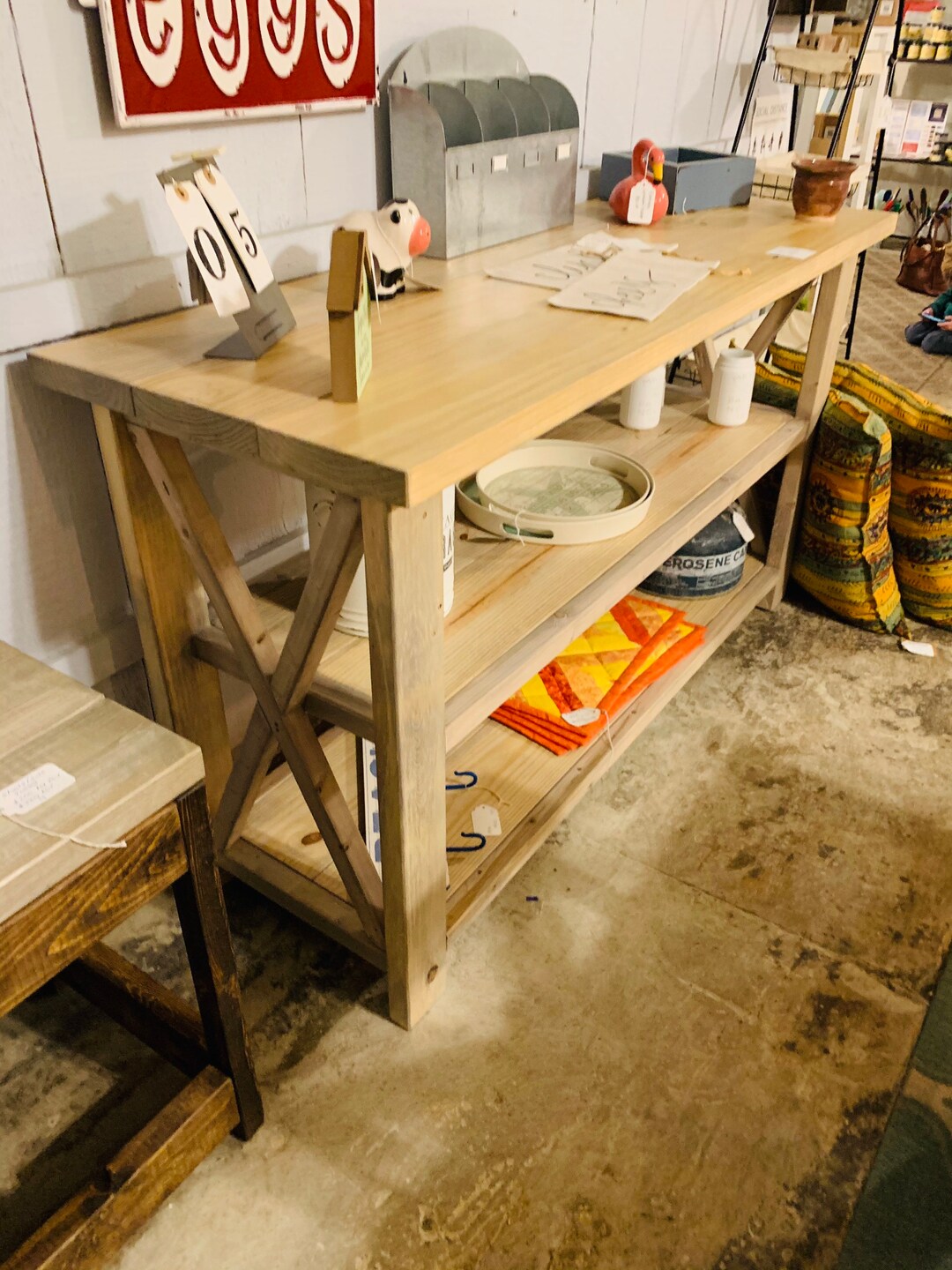Rustic Wooden Buffet Table, Rustic Console Table, Farmhouse Buffet ...