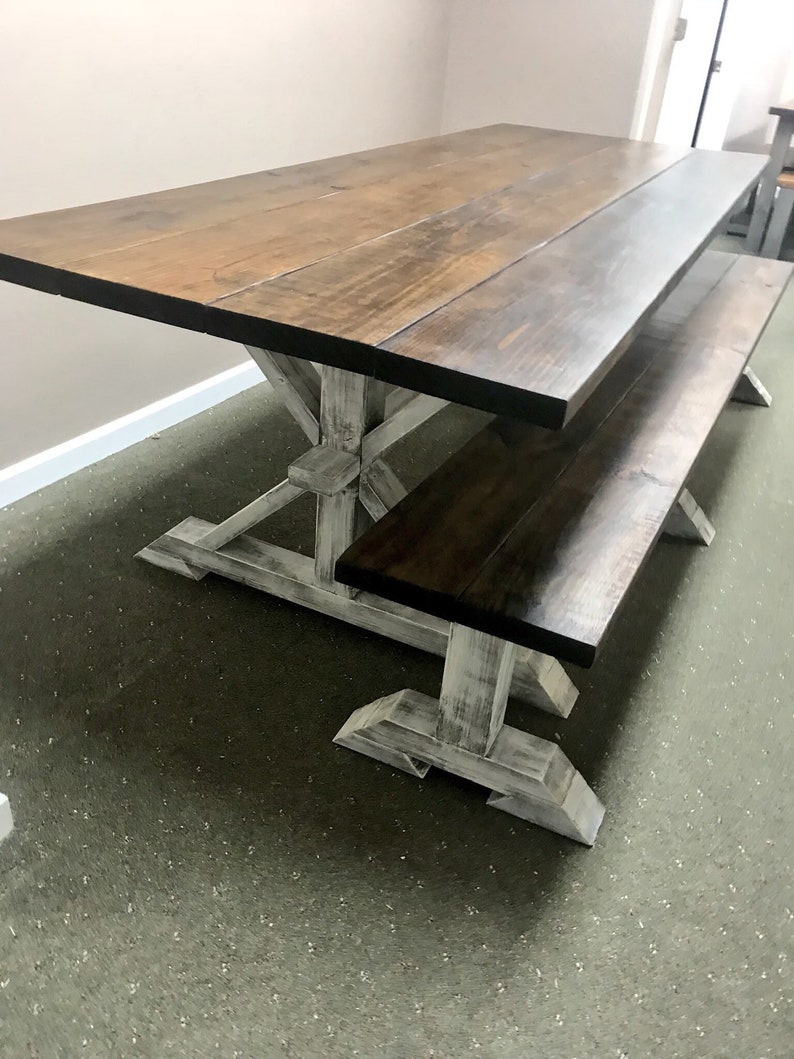 9ft Rustic Farmhouse Table With Long Bench Banquet Table - Etsy