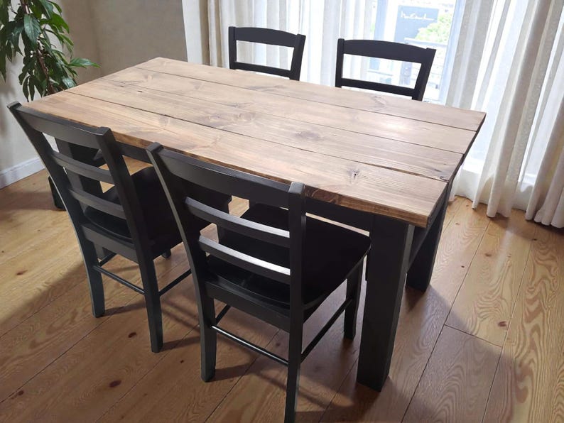 Rustic Farmhouse 6ft Dining Table Set | Narrow Kitchen Table With ...