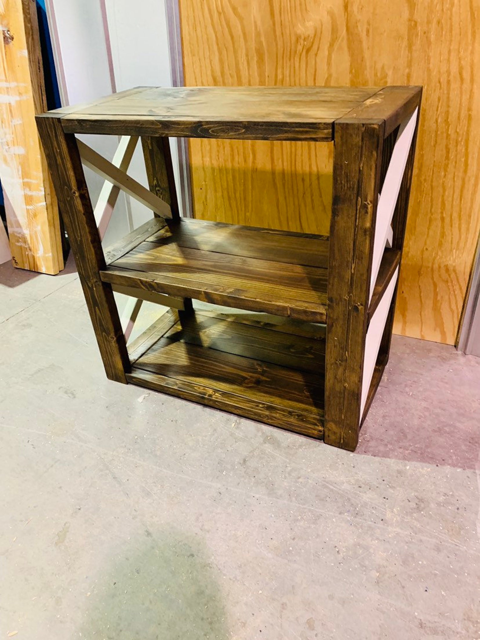 SmallRustic Farmhouse Style Bookshelf Dark Walnut Stain with | Etsy