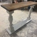 Distressed Farmhouse Console Table: Provincial Brown Top, Turned Legs ...
