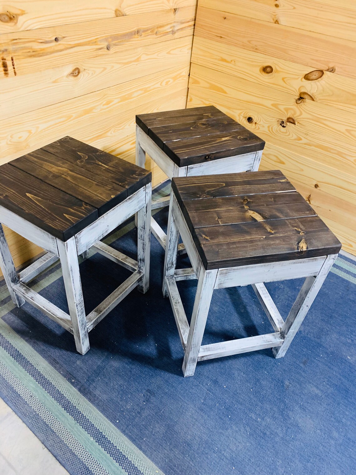 Rustic Farmhouse Counter Height Stools Espresso Brown Top and - Etsy