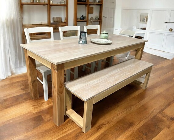 Oak Dining Table Chairs and Bench Seating Options Whitewash and Golden Pecan 6ft Narrow Kitchen Table Etsy