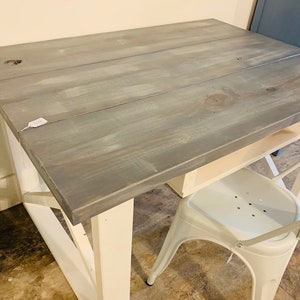 Rustic Farmhouse Desk With Storage, Antique White Base and Gray White ...