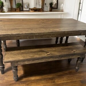 6ft Dark Walnut Dining Table Set: Handcrafted Farmhouse Kitchen Table ...