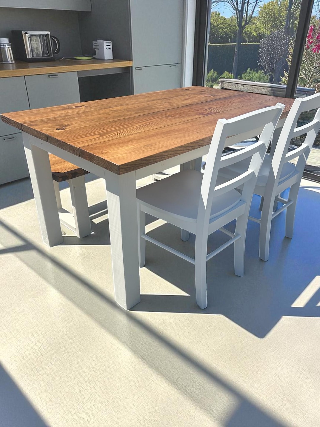 Small Farmhouse Dining Table Set With Bench and Chairs - Etsy