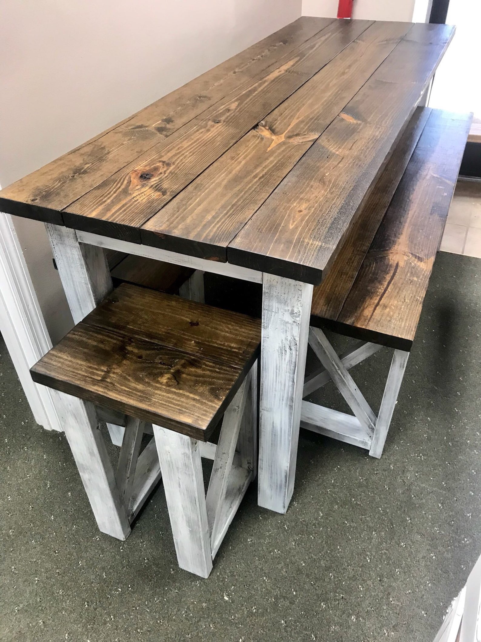 Long Pub Style Farmhouse Table Set With Stools and Tall - Etsy