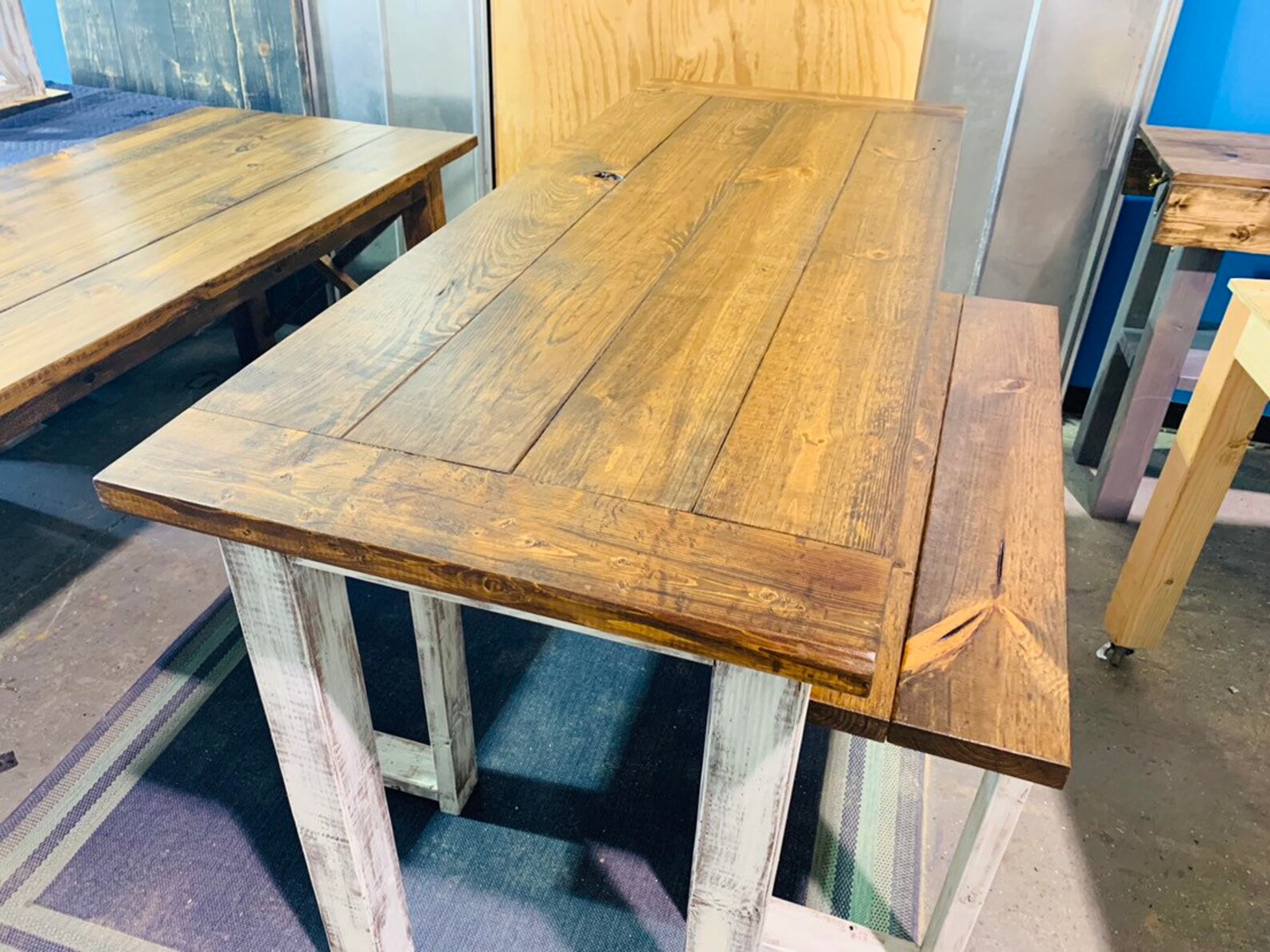 Counter Height Table Set Breadboard Provincial Brown Top and - Etsy