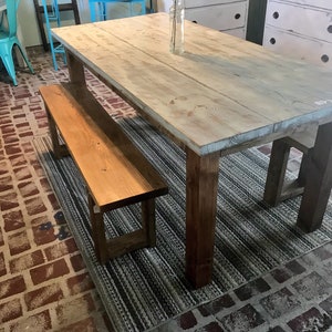 Rustic Weathered Farmhouse Table Set With Wooden Benches, Antique White ...