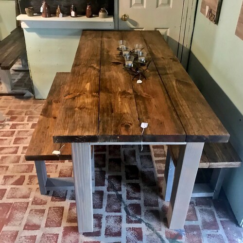 Rustic Wooden Farmhouse Table Set With Provincial Brown Top - Etsy