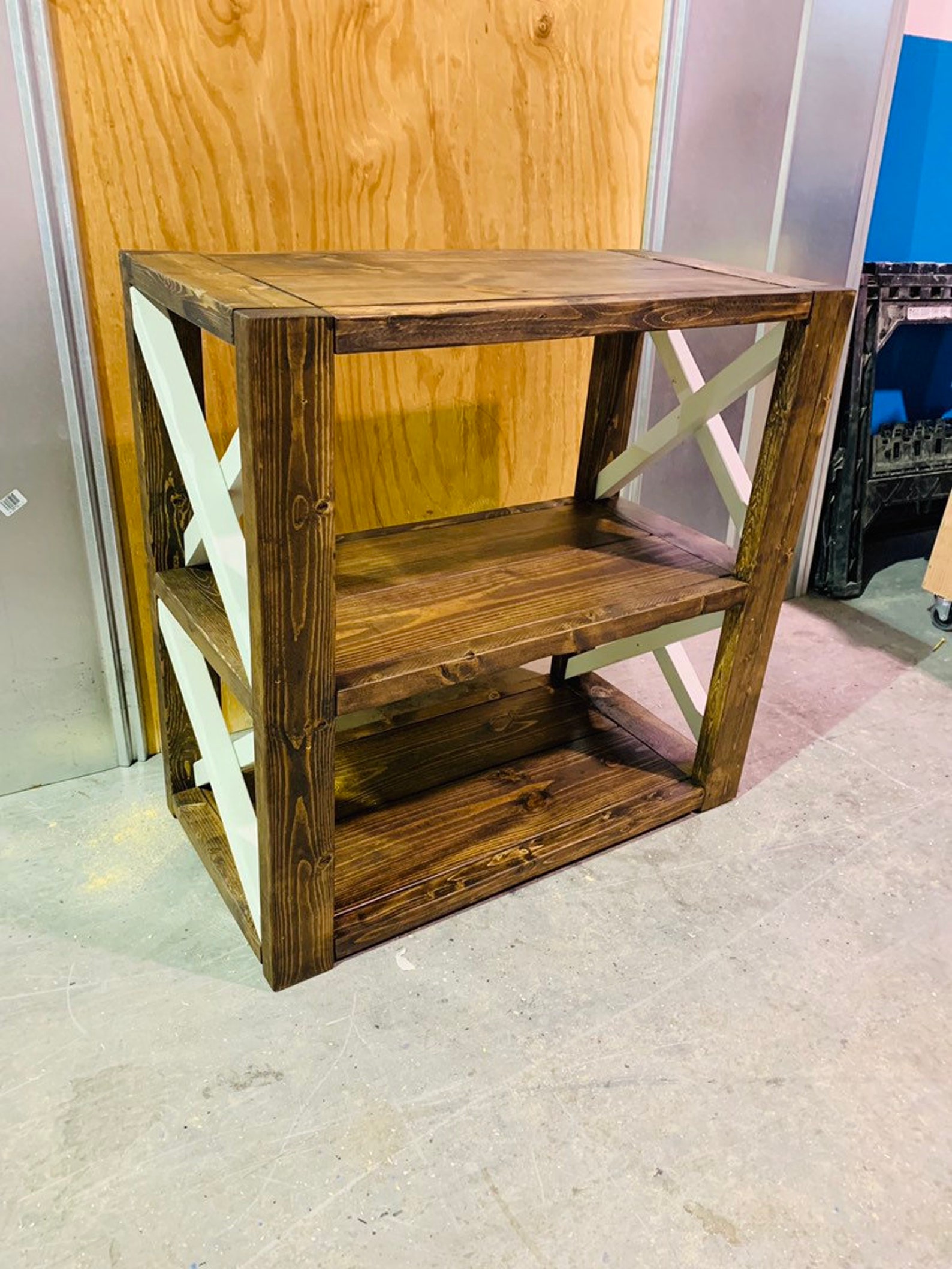 SmallRustic Farmhouse Style Bookshelf Dark Walnut Stain with | Etsy