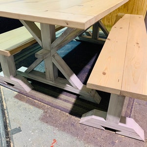 7ft Rustic Farmhouse Table Set With Long Benches and - Etsy