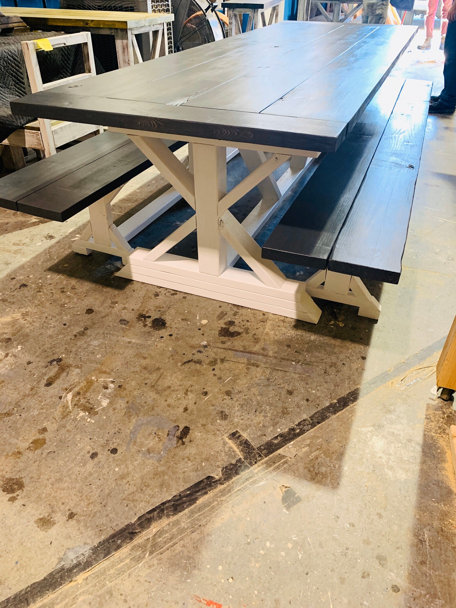 Rustic 9ft Long Pedestal Farmhouse Table Benches and Chairs | Etsy