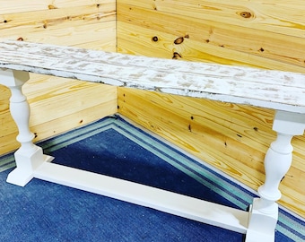 Rustic Farmhouse Entryway Table With Shelve and Turned Legs | Etsy