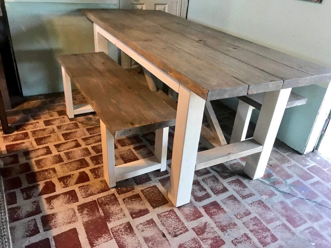 Rustic Farmhouse Table Farmhouse Table With Benches Dining - Etsy