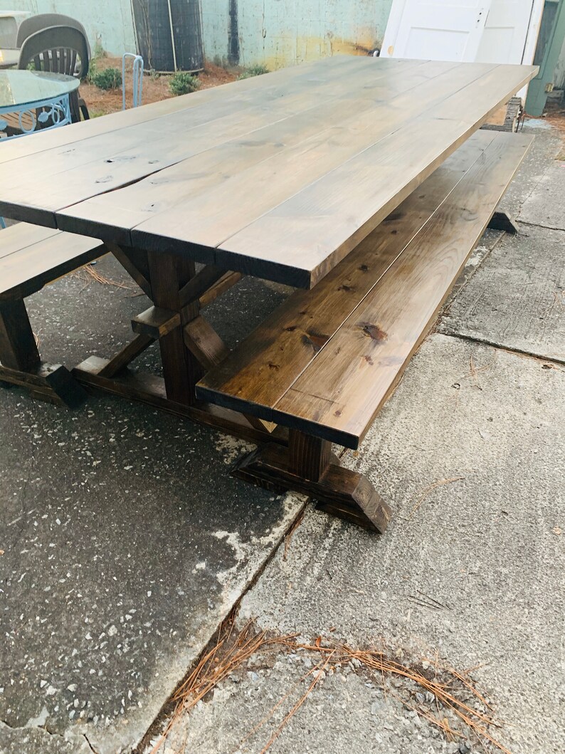 8ft Rustic Outdoor Farmhouse Table With Long Benches Banquet - Etsy