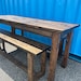 7ft Counter Height Farmhouse Table With Benches: Rustic Dark Walnut ...