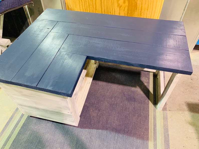 Rustic Farmhouse Left Return Desk With Storage L Desk With | Etsy