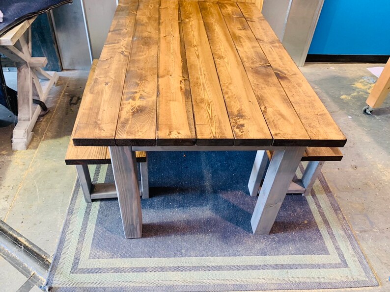 Small Farmhouse Table Rustic Farmhouse Table With Benches - Etsy