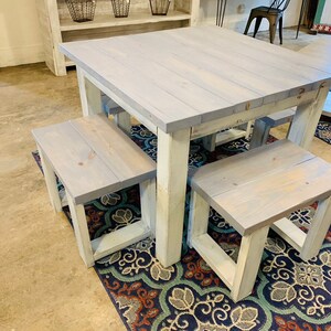 Square Farmhouse Table Rustic Farmhouse Table Dining Set | Etsy