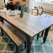 Rustic Farmhouse Dining Table Set: Gray White Wash Top, Chunky Turned ...