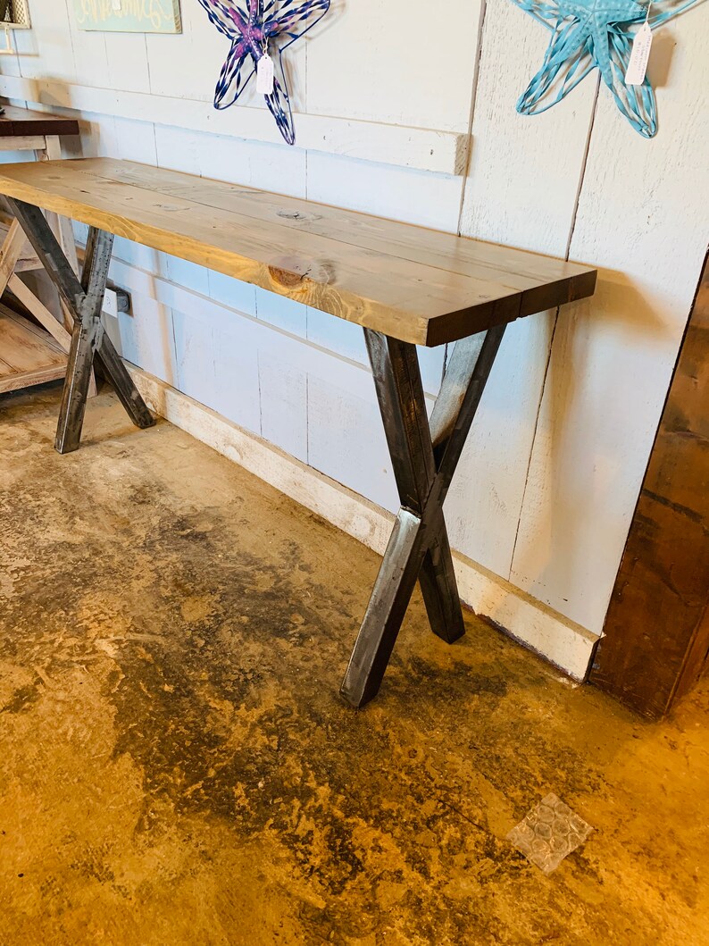 Industrial Farmhouse Entryway Table With Steel Legs and Wooden - Etsy