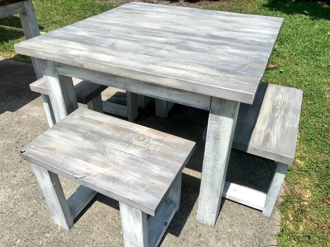 Square Farmhouse Table Rustic Farmhouse Table Dining Set - Etsy