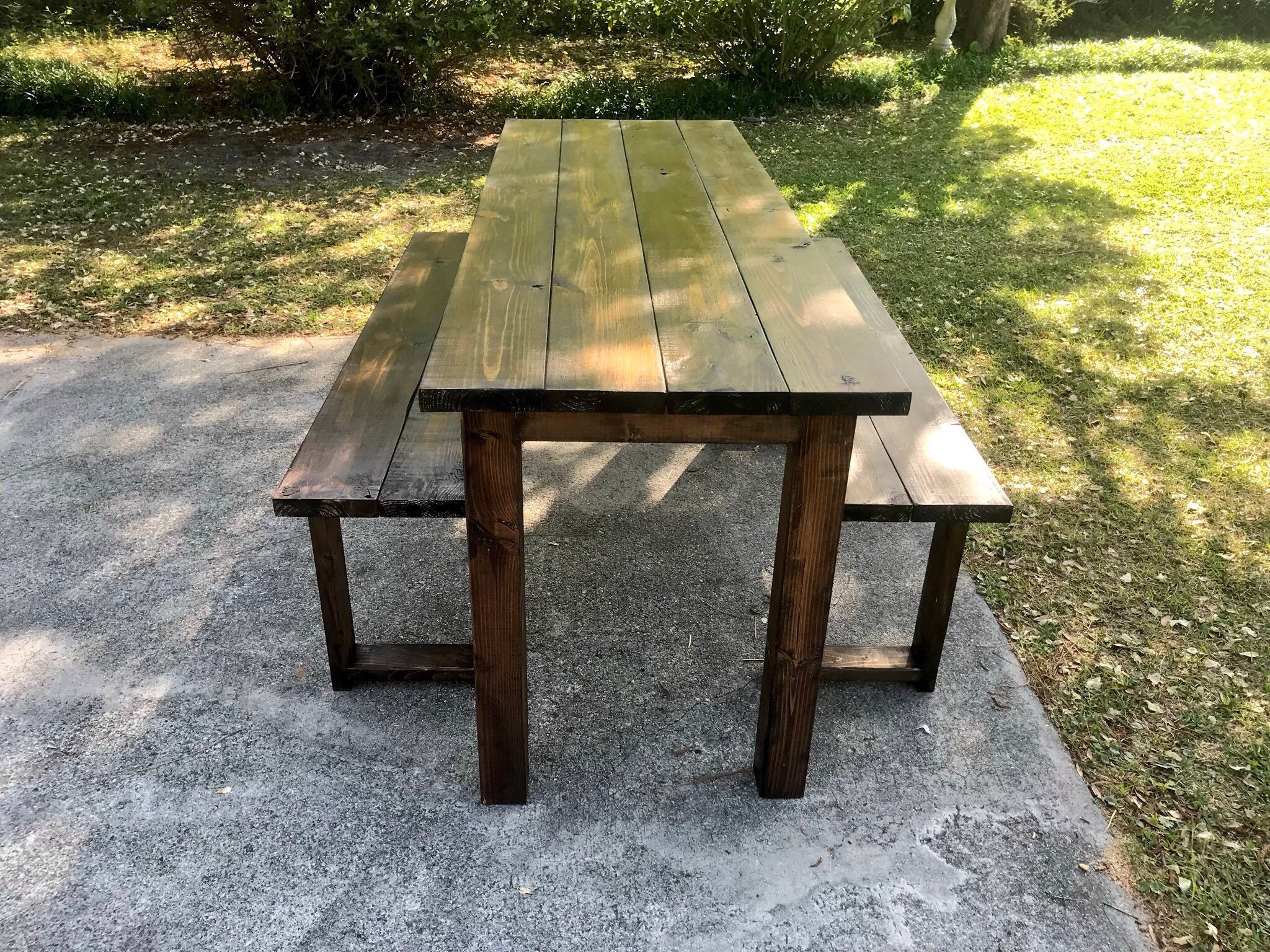 Tall Rustic 7ft Farmhouse Table with Tall Benches, Bar Height Dining ...