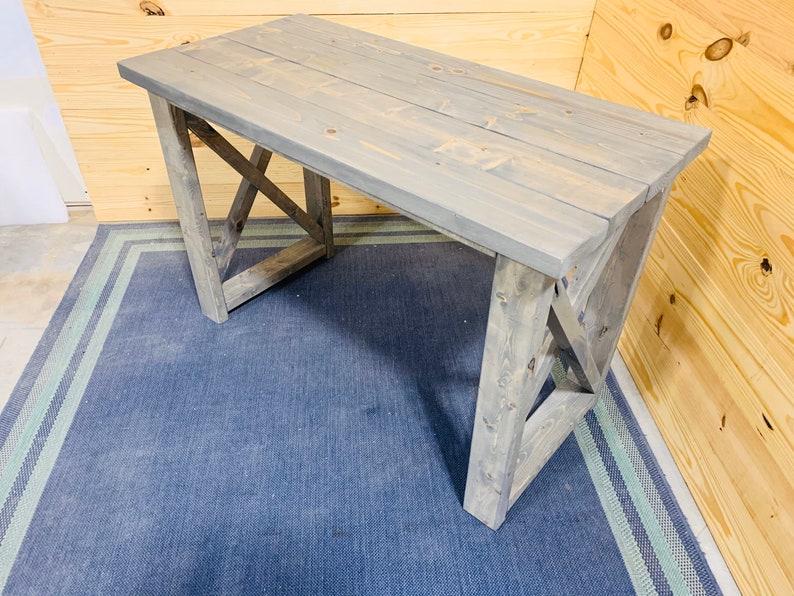 Rustic Farmhouse Desk With Gray Stained Finish and X Accents | Etsy