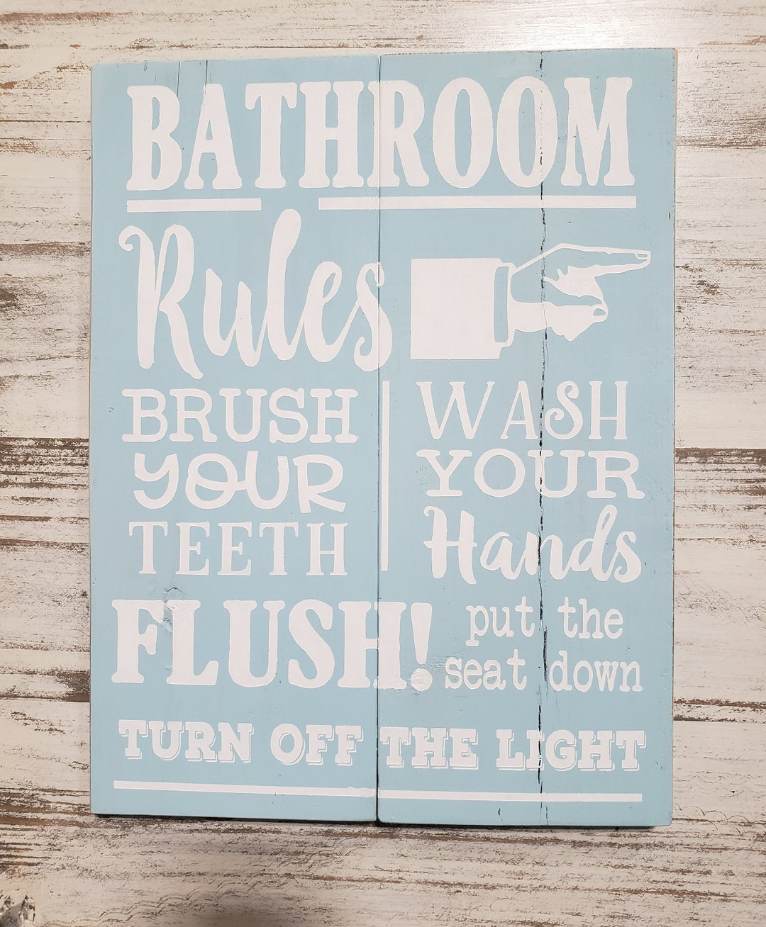 Distressed Bathroom Sign - Etsy