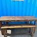 7ft Counter Height Farmhouse Table With Benches: Rustic Dark Walnut ...