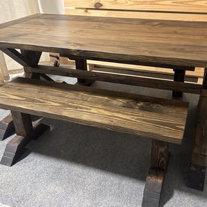 6ft Dining Table Set - With Bench Seating - Dark Walnut Finish - Etsy